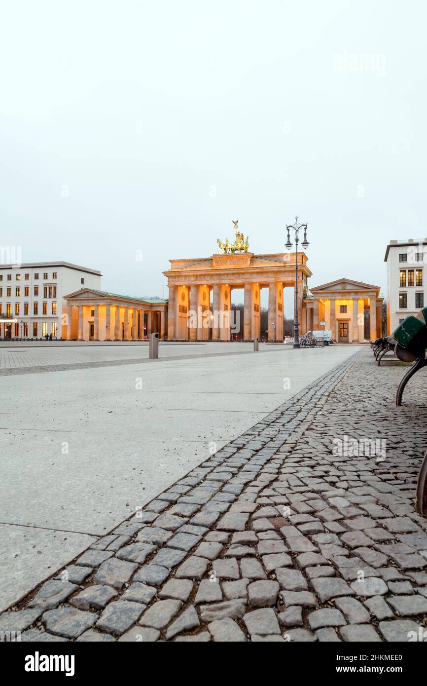 Berlin, Germany - December 17, 2021: The famous landmark of Brandenburg ...