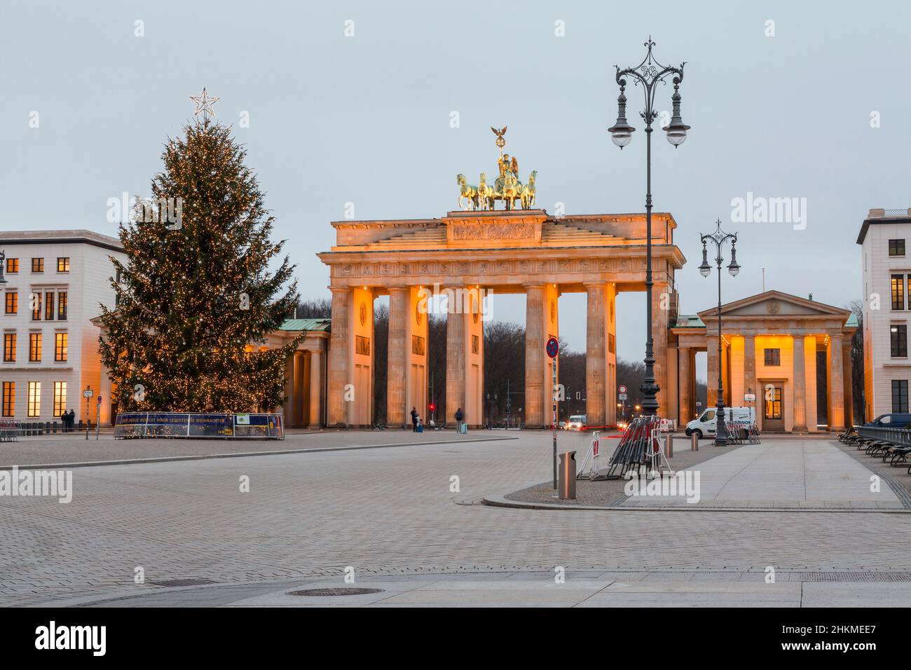 Berlin, Germany - December 17, 2021: The famous landmark of Brandenburg ...