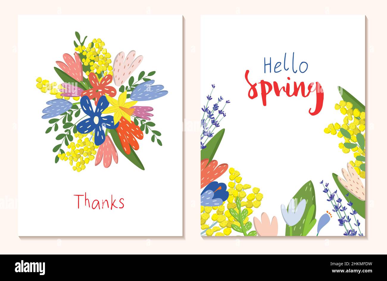 Spring vector postcard. Bouquet of flowers.Drawings for a postcard ...