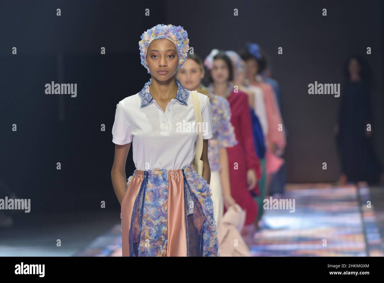 A model walks the runway at the AnnaGiulia Firenze fashion show during ...