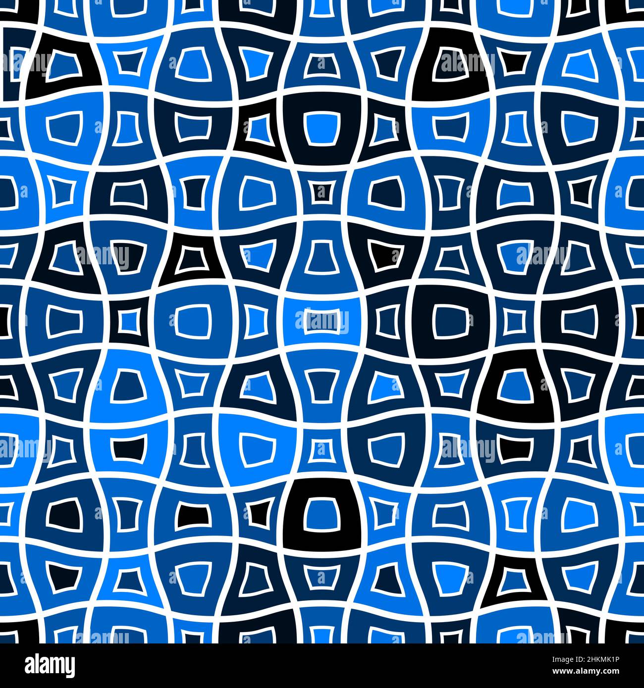 Checkered background with deformed squares. Abstract banner with ...