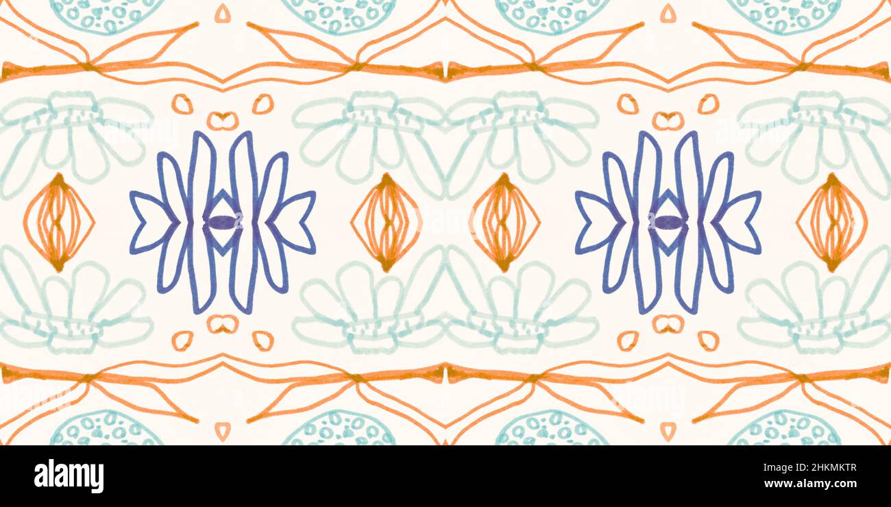 Seamless flower folk pattern. Abstract ethnic print. Watercolor batik ...