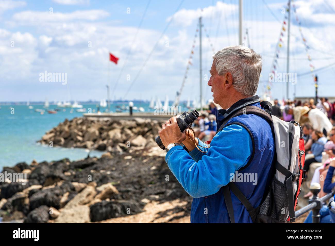 Sailing yacht racing boat spectators crowds watching hi-res stock ...