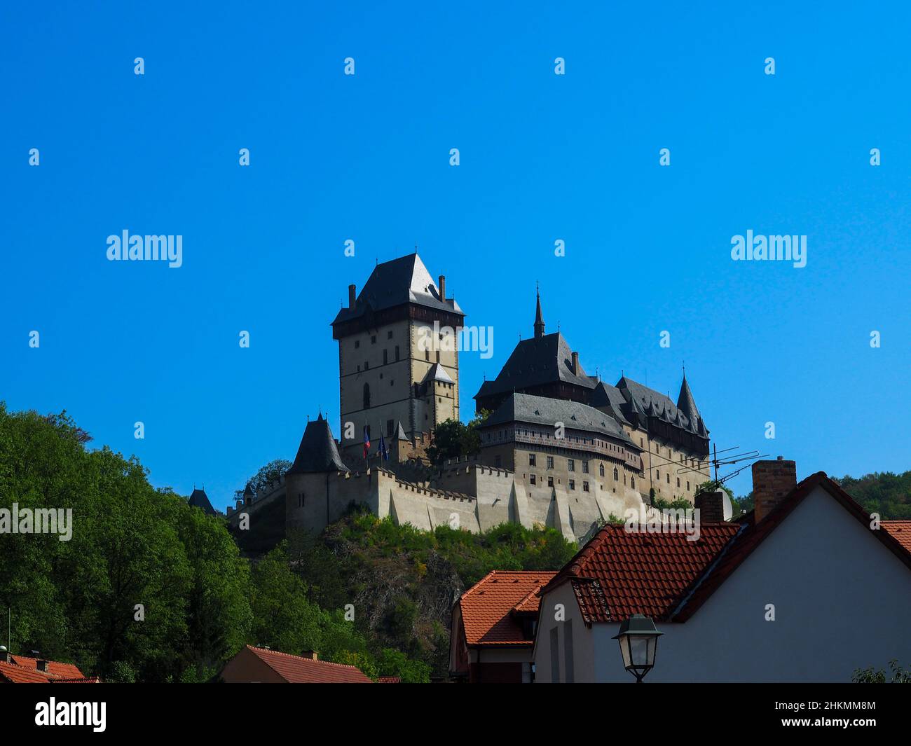 Karlstein Castle, A large Gothic castle built 1348 by Charles IV in ...