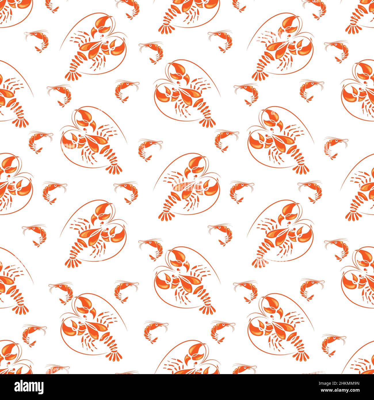 Seafood seamless pattern. Lobsters, Royal shrimp. Background image for ...