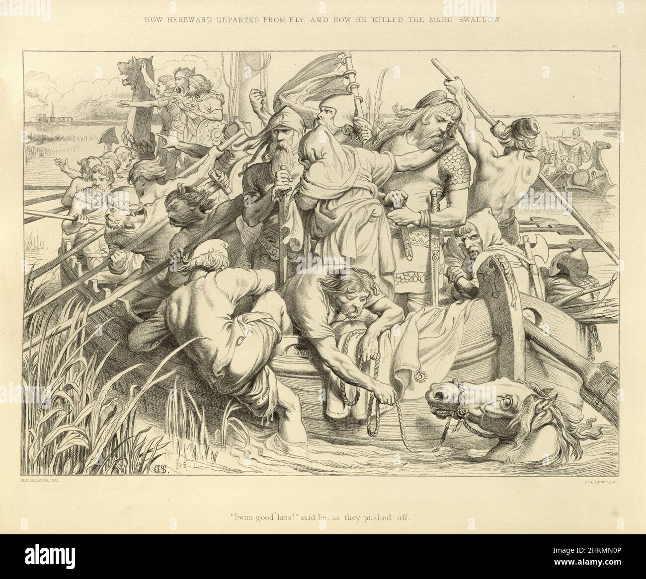 Anglo Saxon hero, Hereward the Wake, illustration by Henry Courtney ...