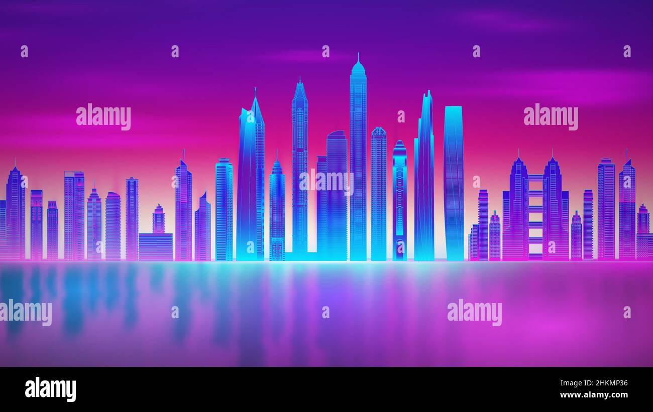 Retro wave background 80s. City 80s future retro synth illustration ...