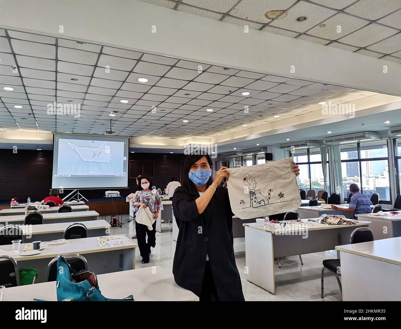 Thai women people training and study learning art handicrafts class ...