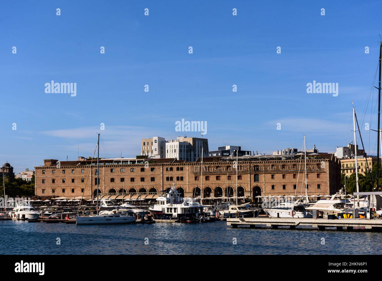 Panorama of port vell in sunset barcelona hi-res stock photography and ...