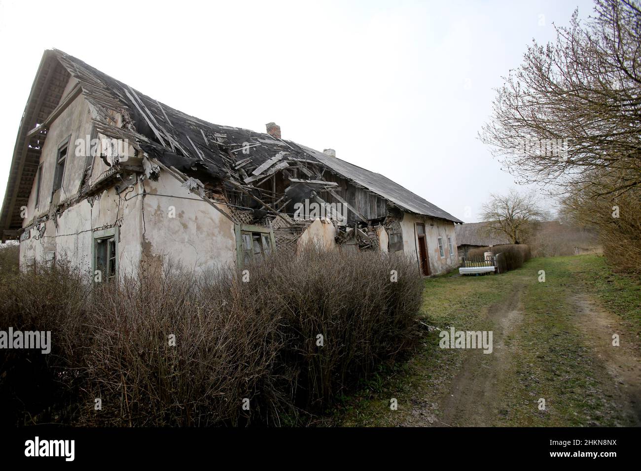 An old dilapidated, abandoned house in the Lithuanian village Stock ...