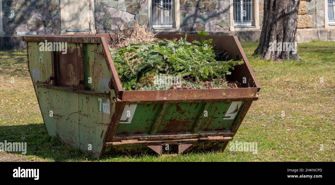 Garden waste in spring container Stock Photo - Alamy