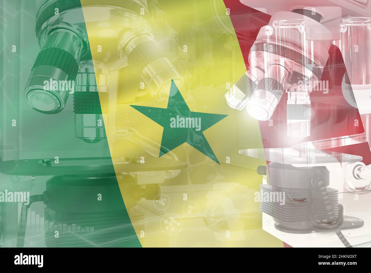 Senegal science development conceptual background - microscope on flag ...