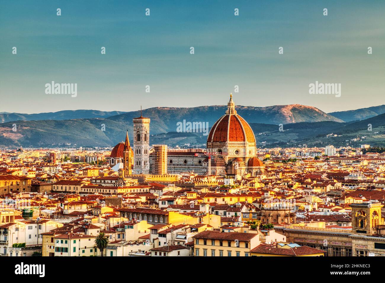 Florence Aerial View at Sunrise over Cathedral of Santa Maria del Fiore ...