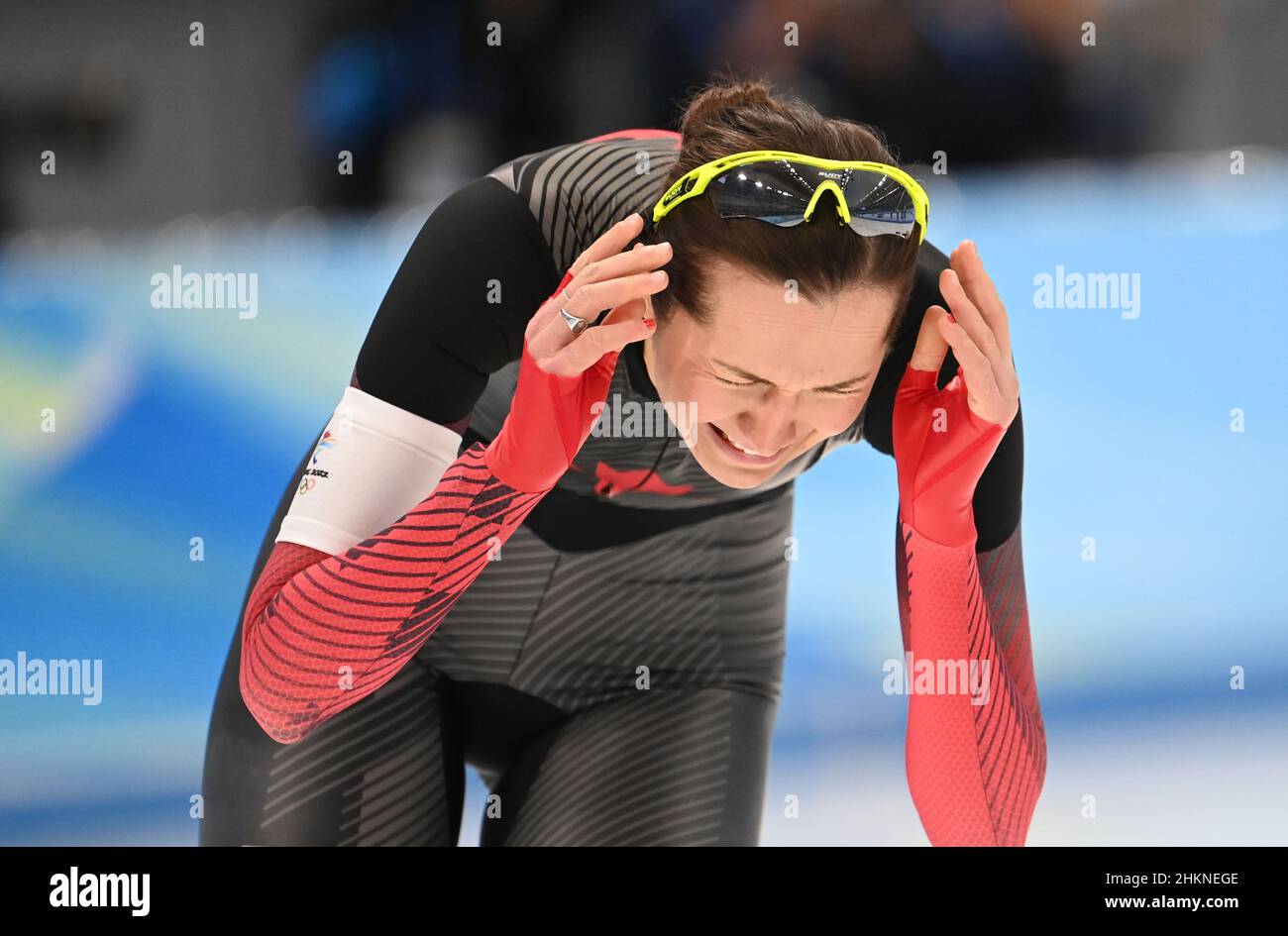 Beijing, China. 5th Feb, 2022. Isabelle Weidemann of Canada reacts ...