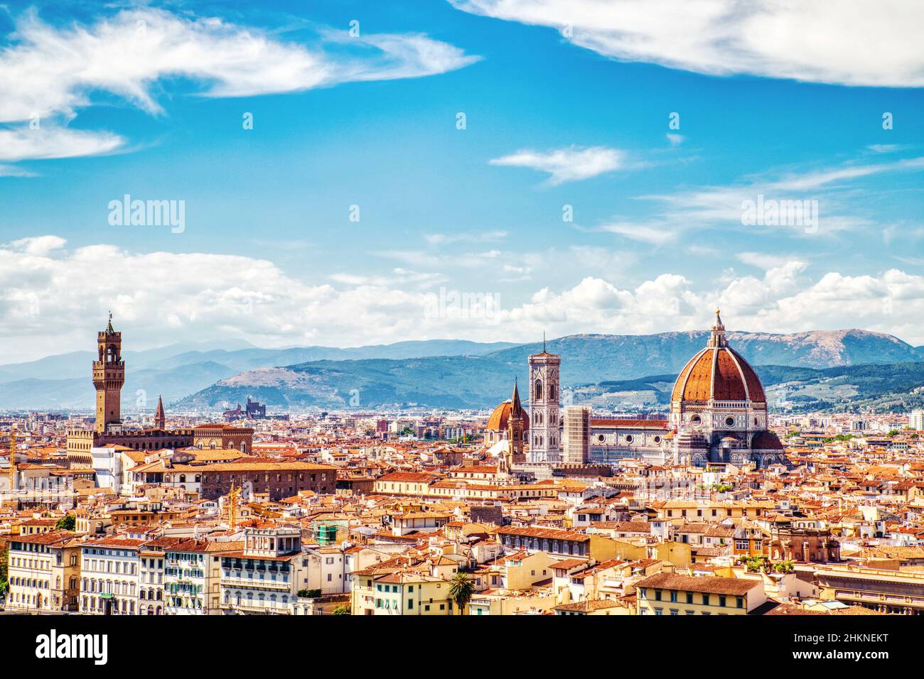 Florence Aerial View of Palazzo Vecchio and Cathedral of Santa Maria ...