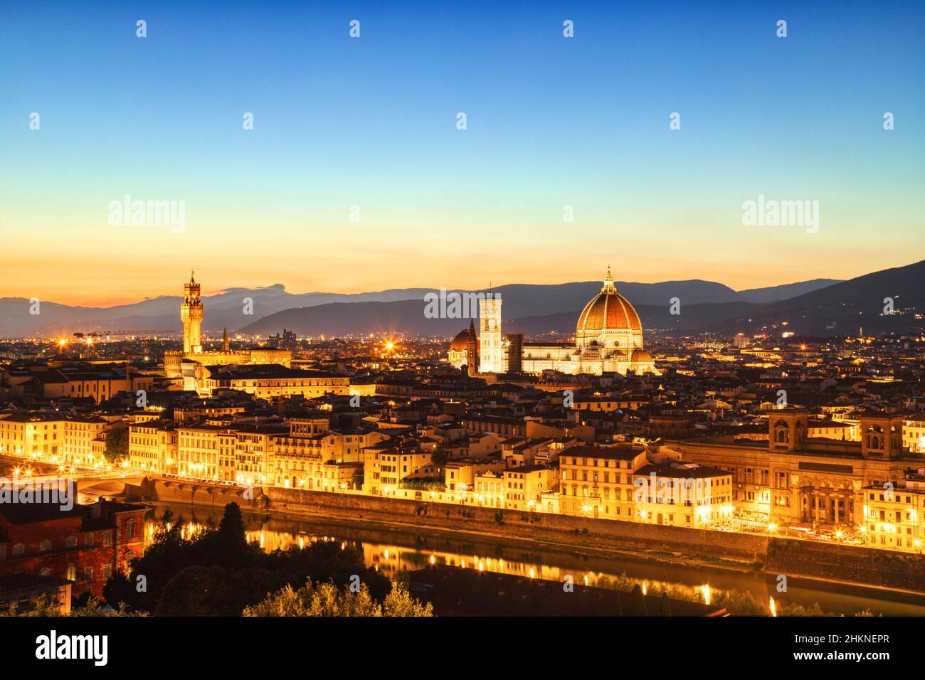 Florence Aerial View at Golden Sunset over Palazzo Vecchio and ...