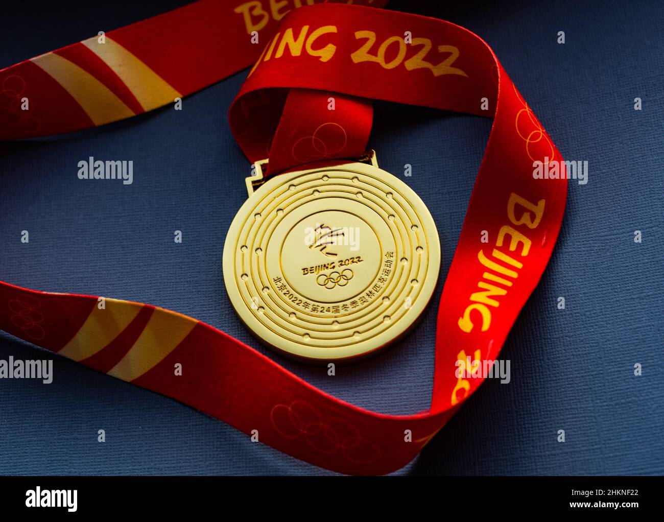 January 27, 2022, Beijing, China. XXIV Olympic Winter Games gold medal ...