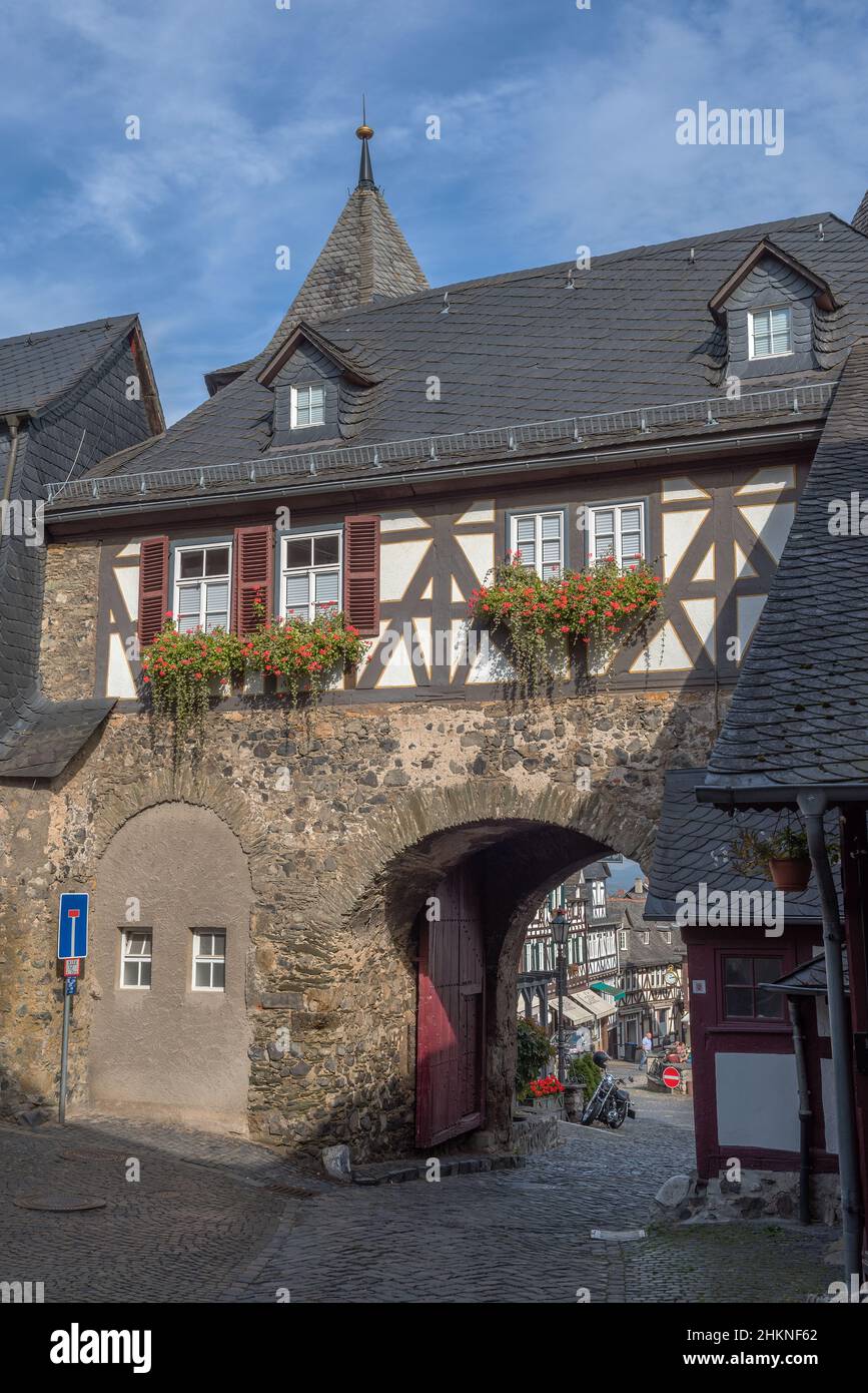 Buildings in the medieval castle of Braunfels, Hesse, Germany Stock ...