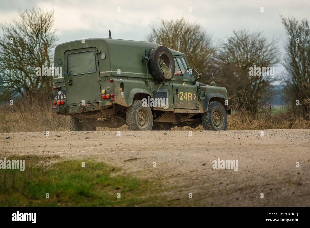 land rover defender wolf army medium utility vehicle on a military ...