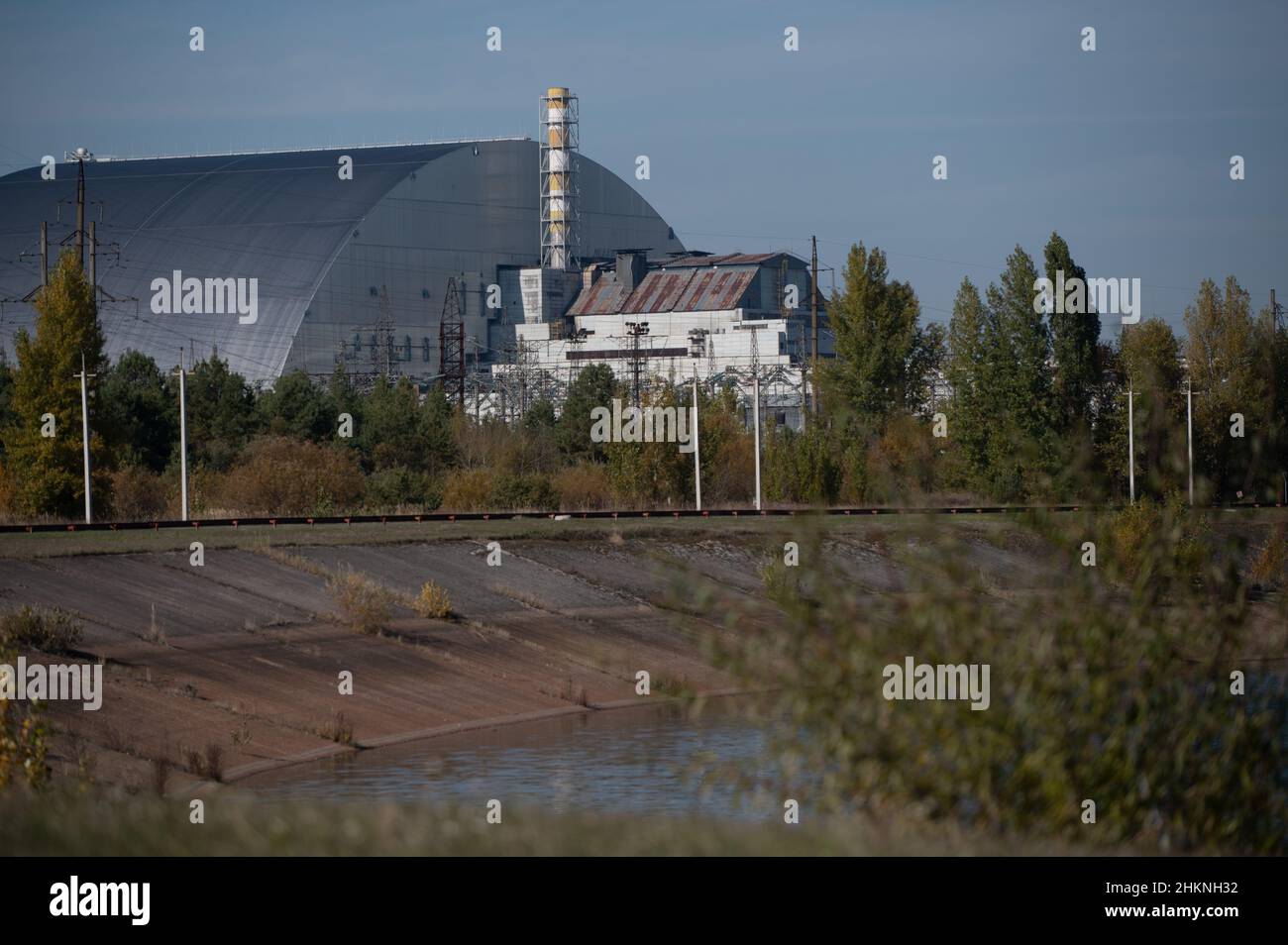 A view of the New Safe Confinement at the Chernobyl Nuclear Power Plant ...