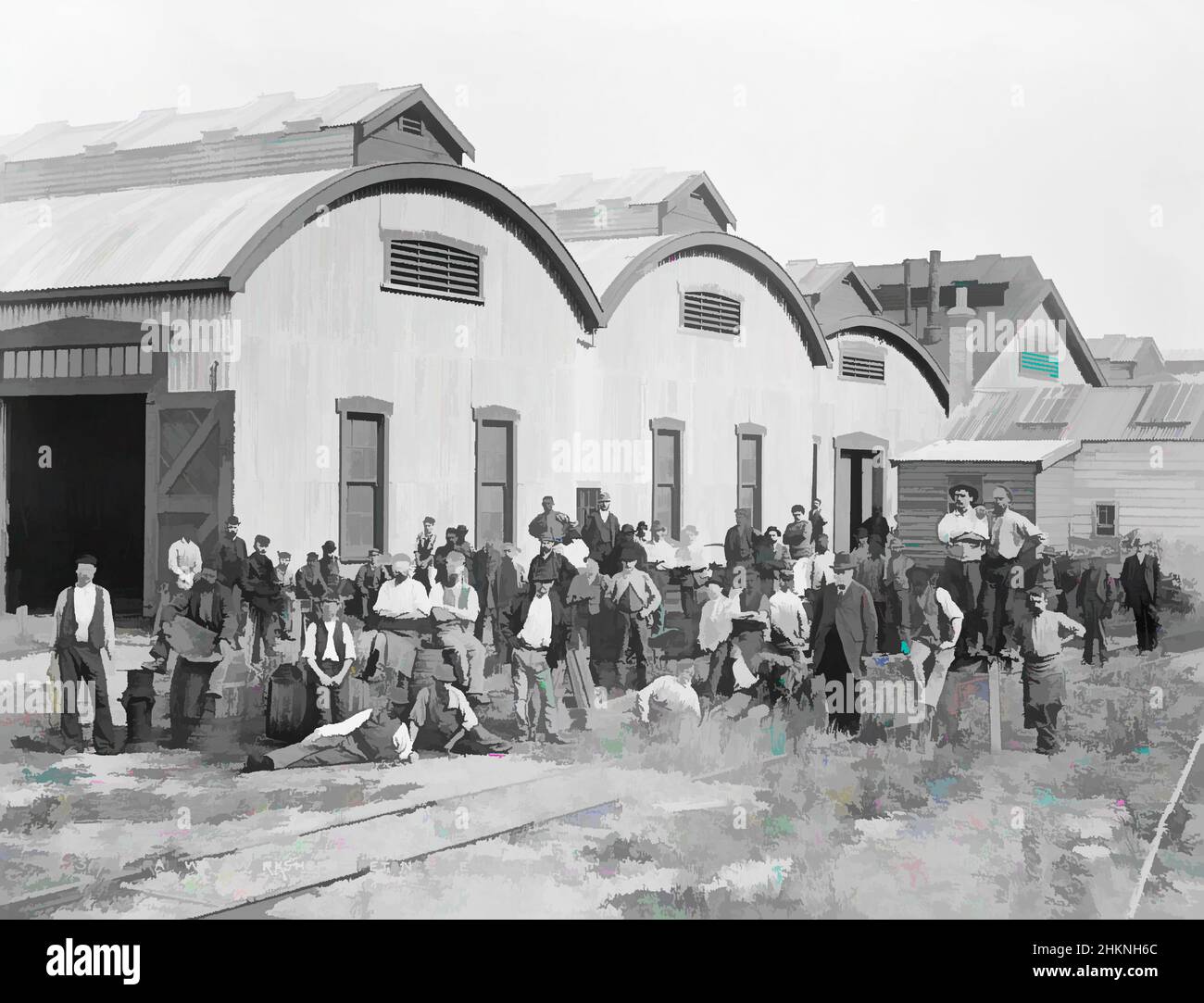 Art inspired by Railway Workshops, Petone, Wellington, Burton Brothers ...