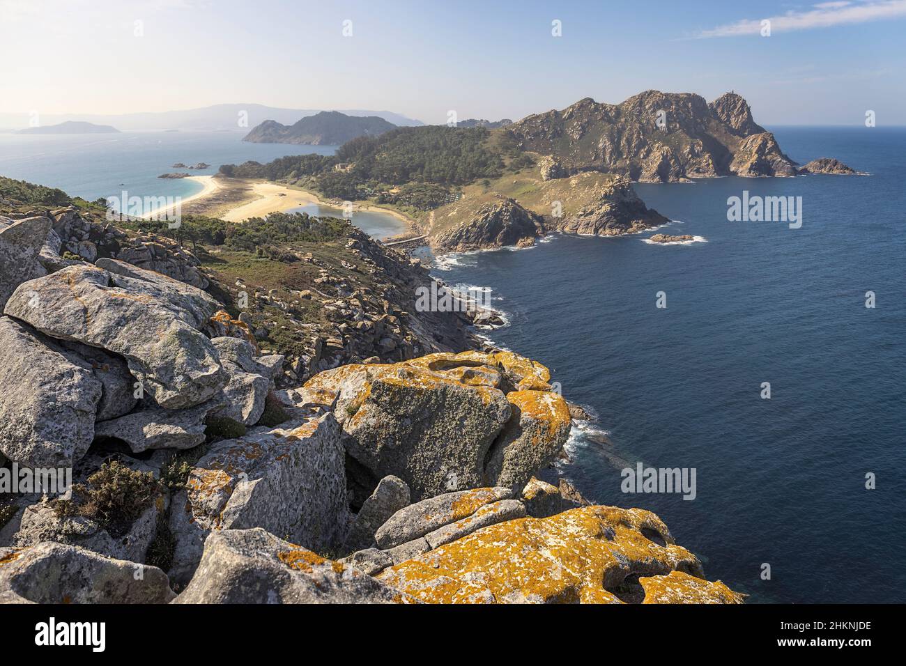 Aerial View of Stunning Landscape in the Cies Islands Natural Park ...