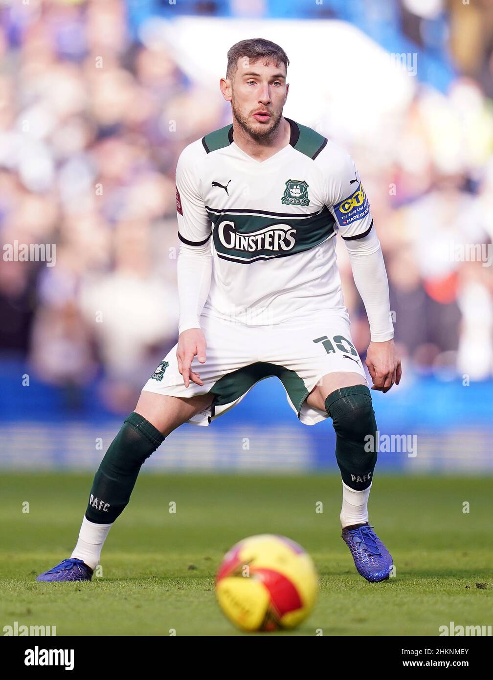 Plymouth Argyle's Danny Mayor in action during the Emirates FA Cup ...