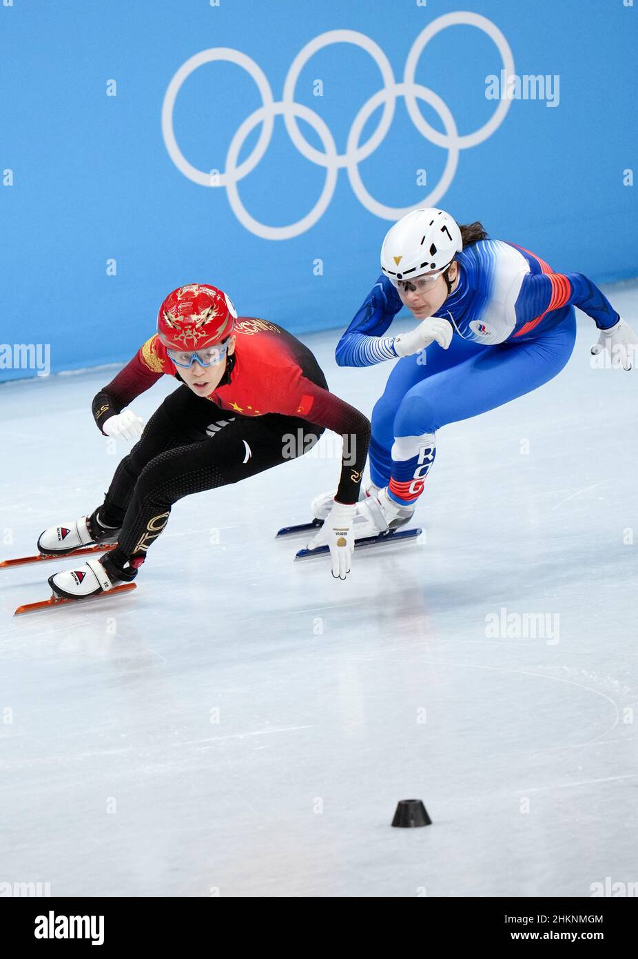 Beijing, China. 5th Feb, 2022. Fan Kexin (front) of China competes ...