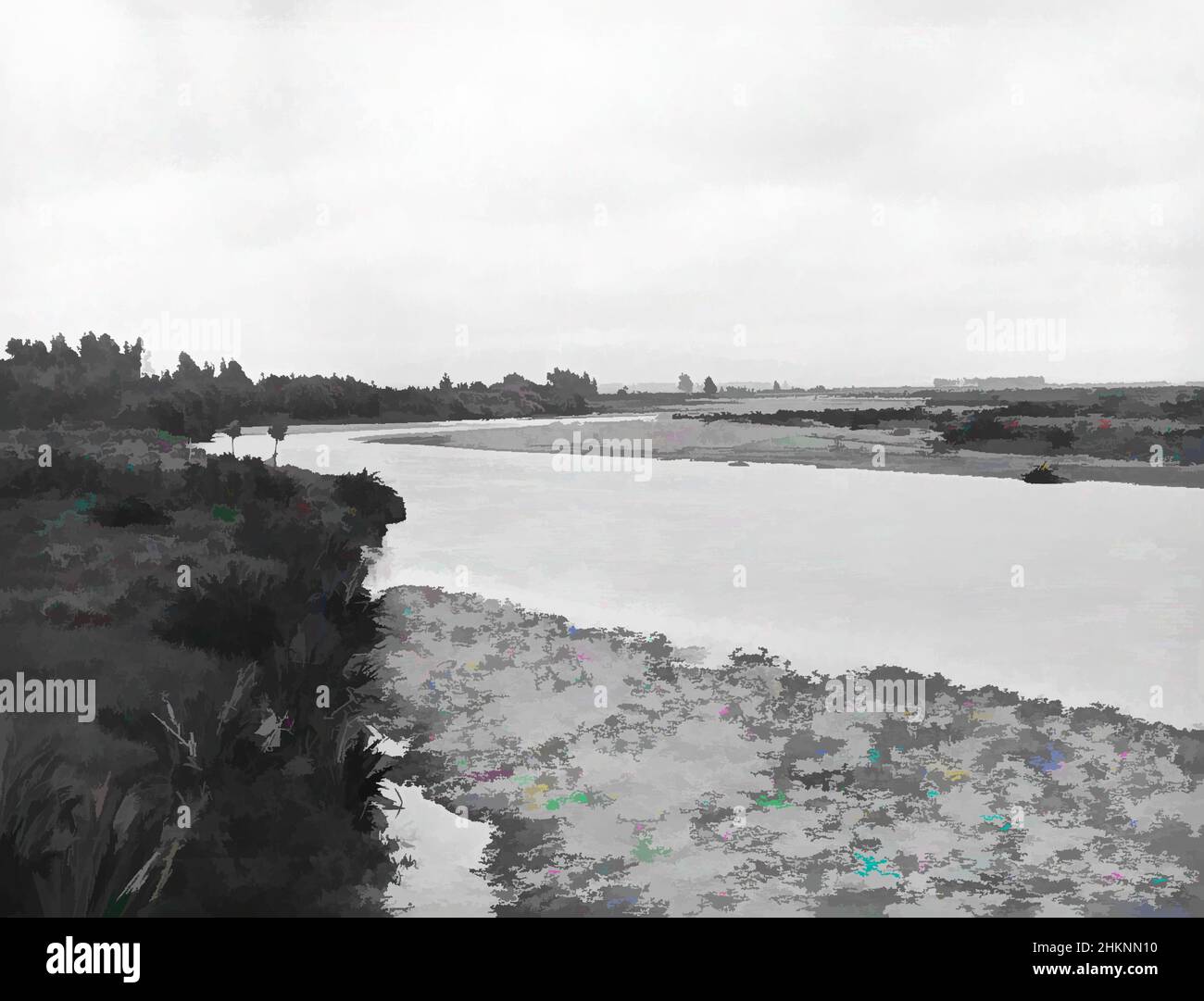 Art inspired by Near Temuka, on the Arowhenua River, Burton Brothers ...