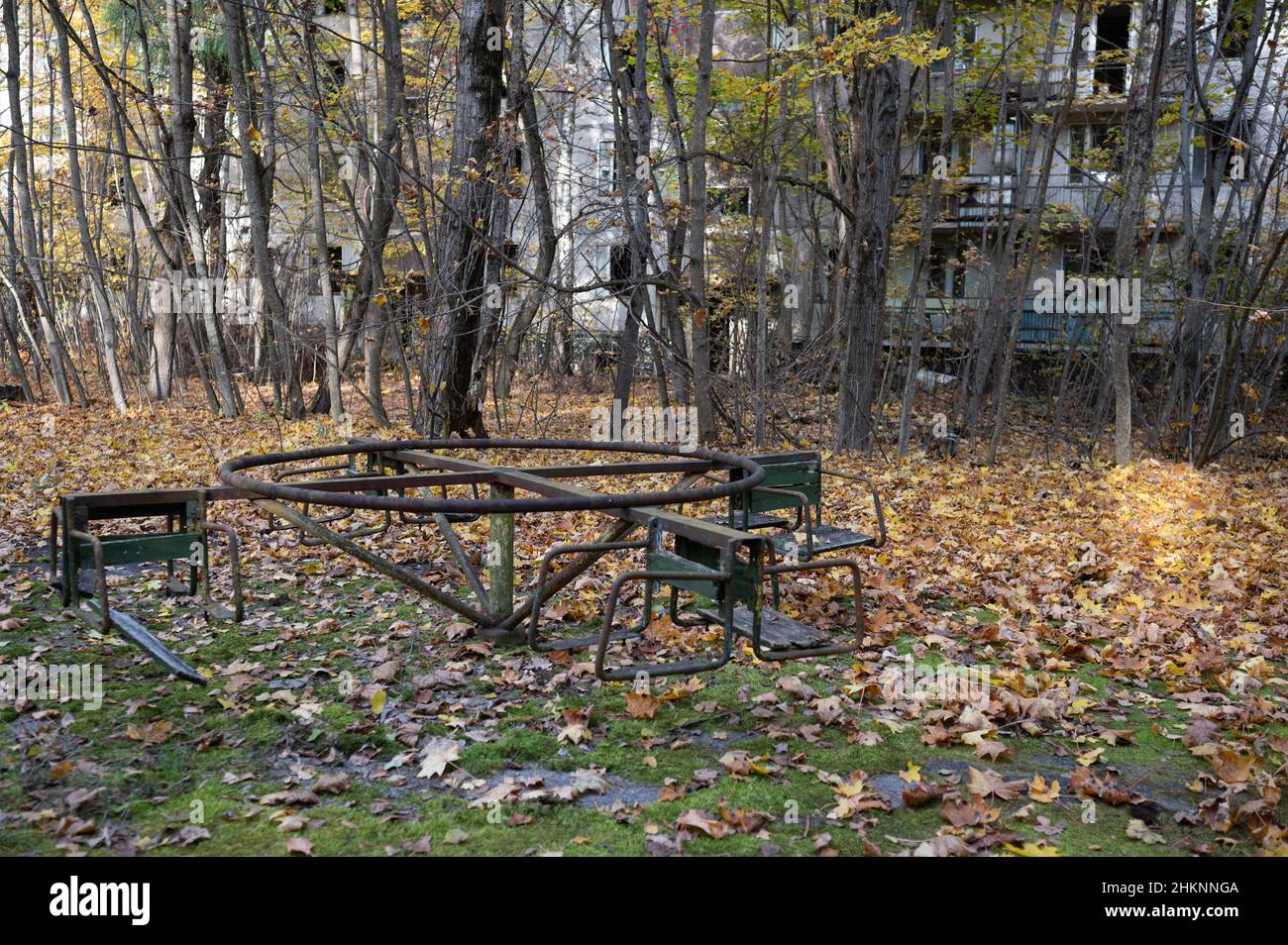 Abandoned buildings and artifacts lie in various states of ...