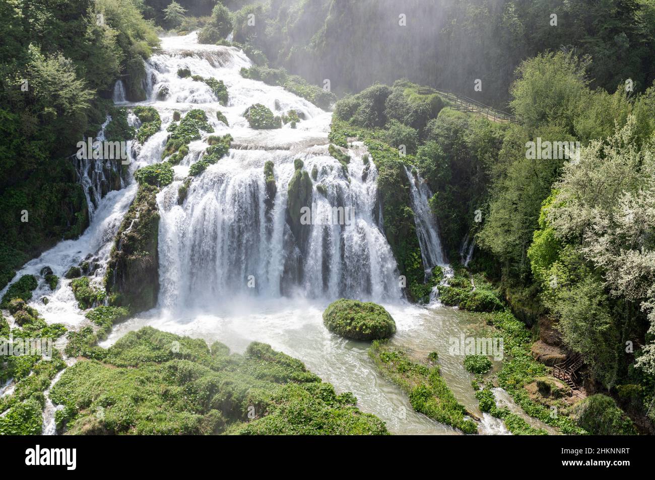 Closeup of the waterfall of Marmore open to full flow in May Stock ...
