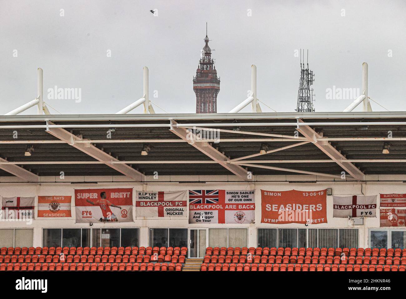 Football soccer gv general view blackpool tower hi-res stock ...