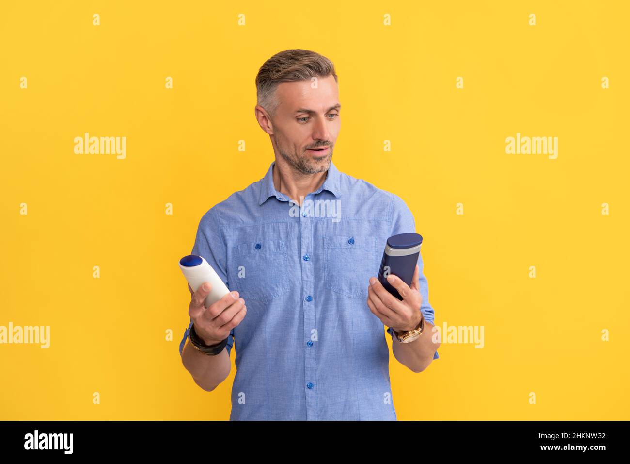 daily habits and personal care. grizzled and hoary graying hair ...