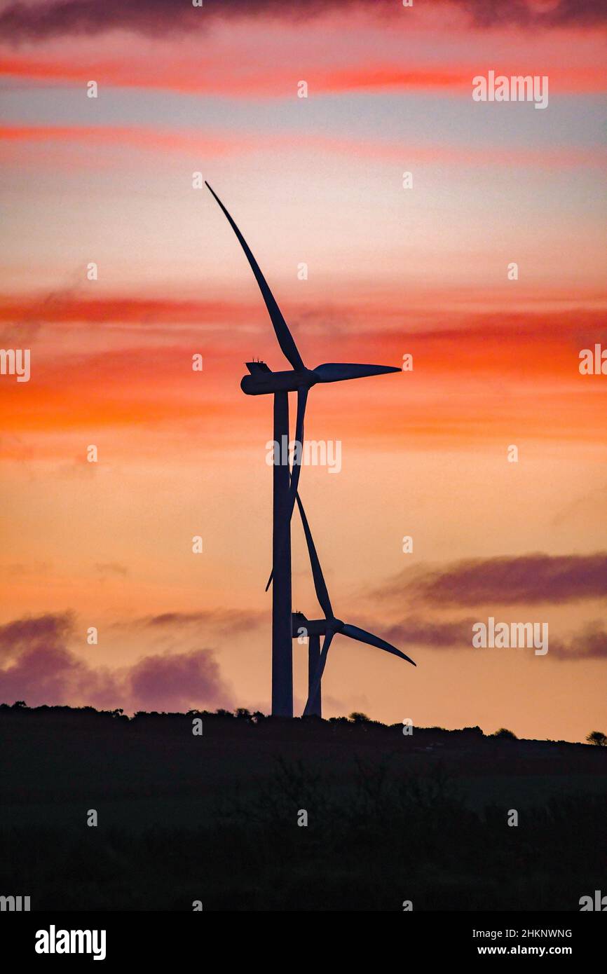 Denzell downs windfarm st eval cornwall hi-res stock photography and ...