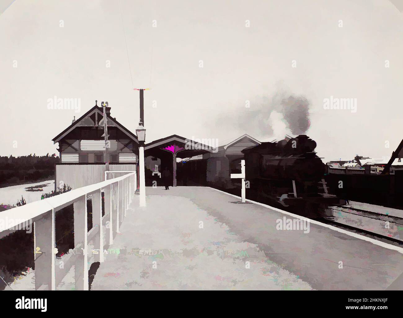 Art inspired by Railway Station, Temuka, Muir & Moodie studio, 1912 ...