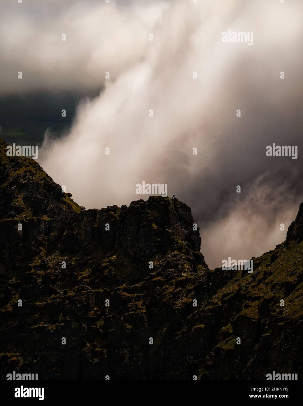 Dramatic and picturesque mountain aerial view of Faha Ridge of Brandon ...