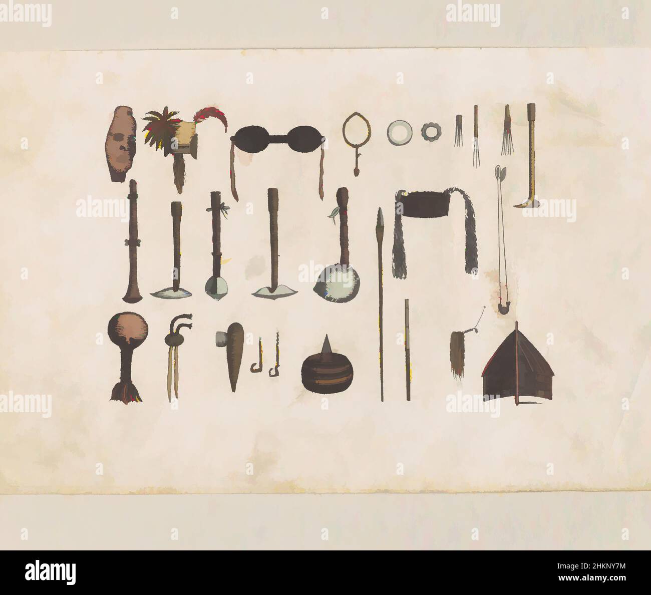 Art inspired by Utensili (New Caledonia), Giovanni Sasso, etching ...