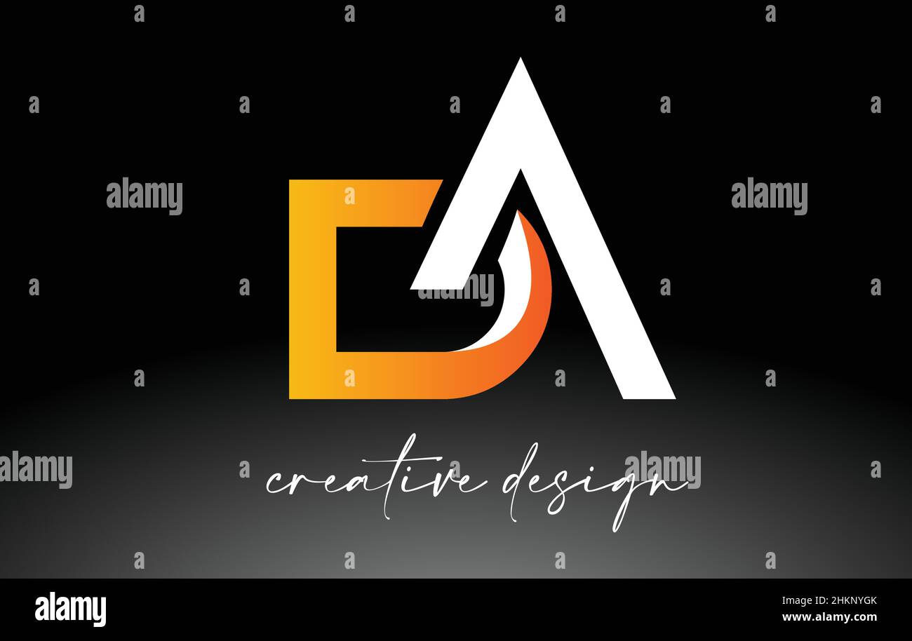 DA Letter Logo with White Golden Colors and Minimalist Design Icon ...