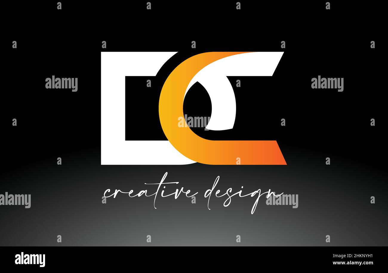 DC Letter Logo with White Golden Colors and Minimalist Design Icon ...