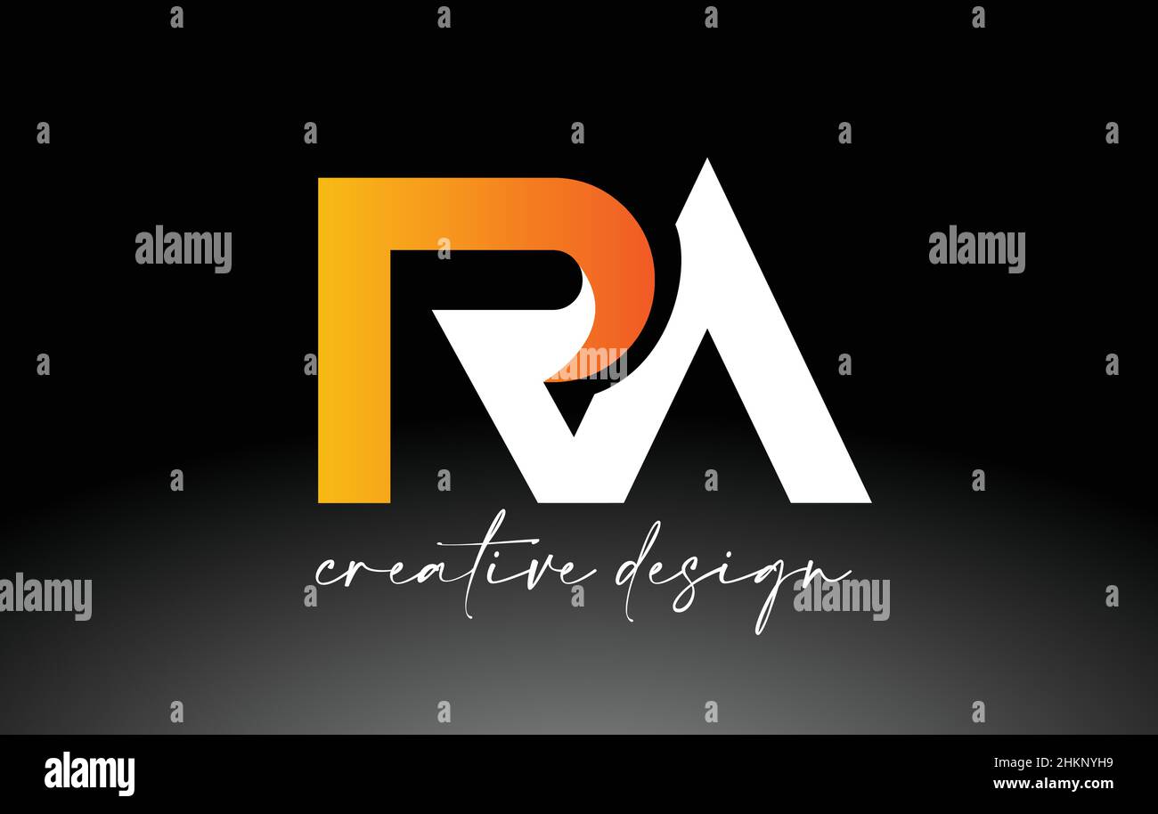 RA Letter Logo with White Golden Colors and Minimalist Design Icon ...