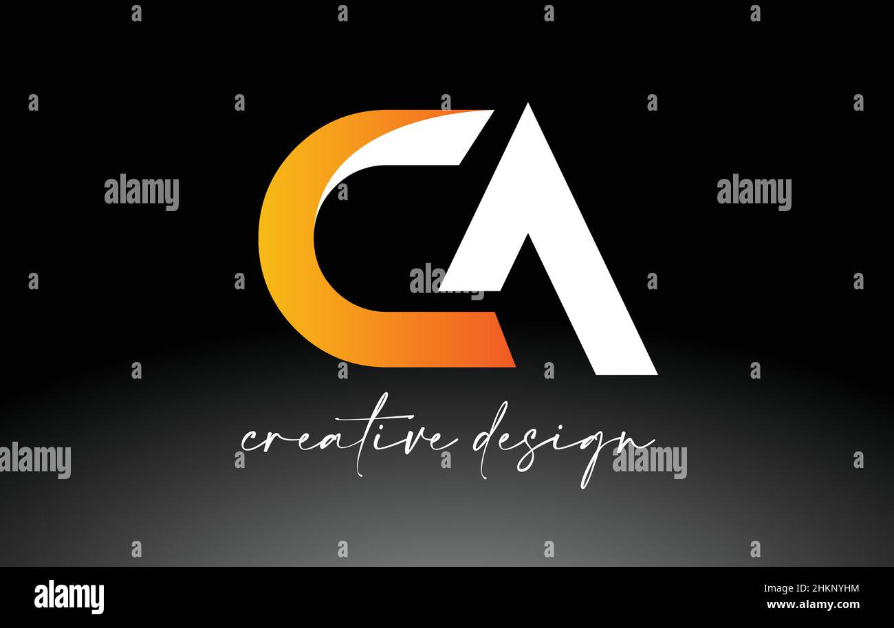 CA Letter Logo with White Golden Colors and Minimalist Design Icon ...
