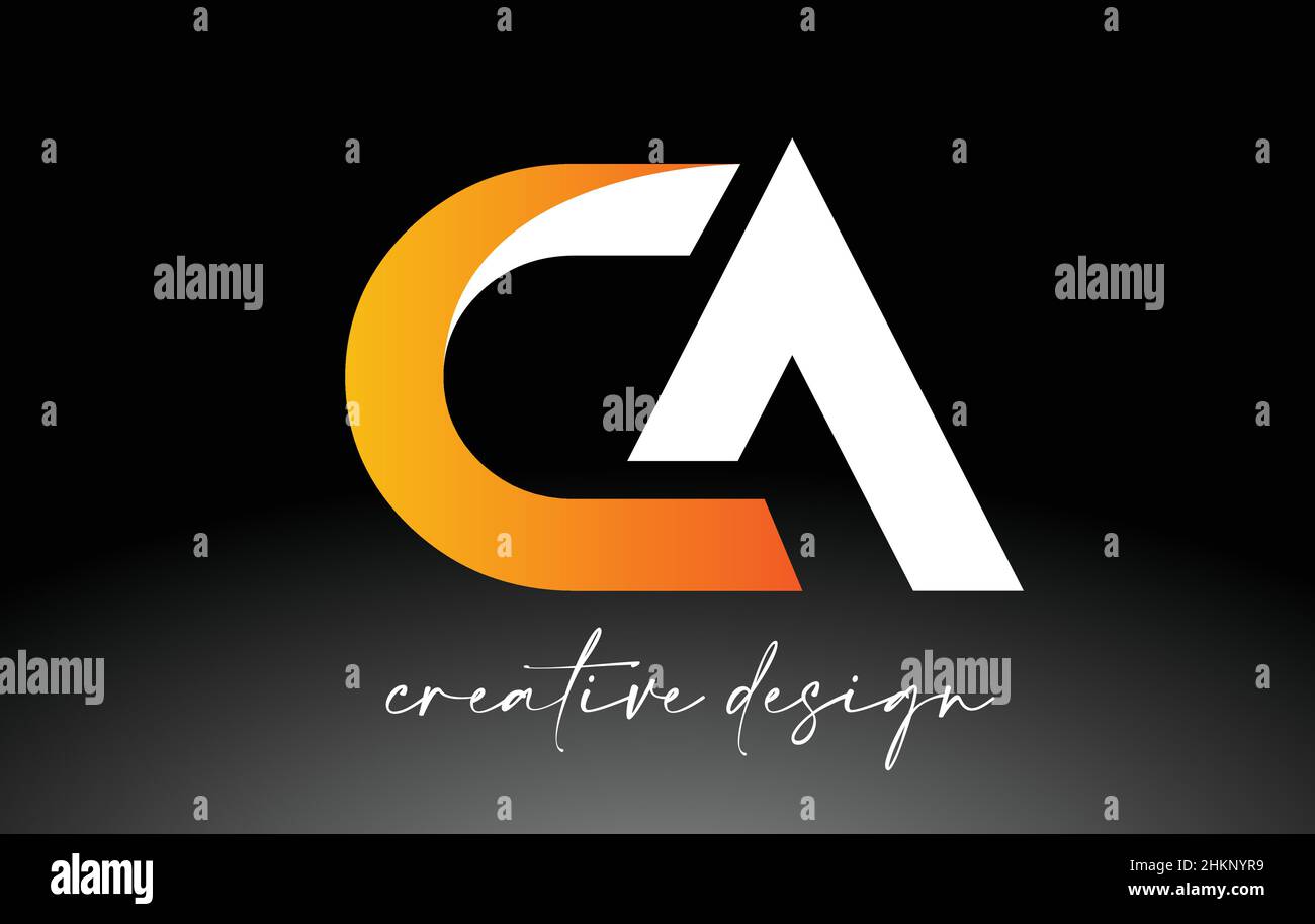 CA Letter Logo with White Golden Colors and Minimalist Design Icon ...