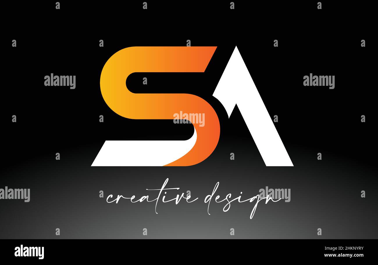 SA Letter Logo with White Golden Colors and Minimalist Design Icon ...