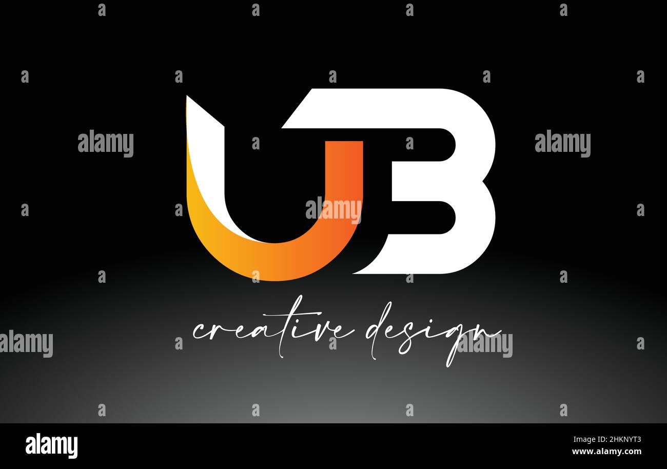 UB Letter Logo with White Golden Colors and Minimalist Design Icon ...