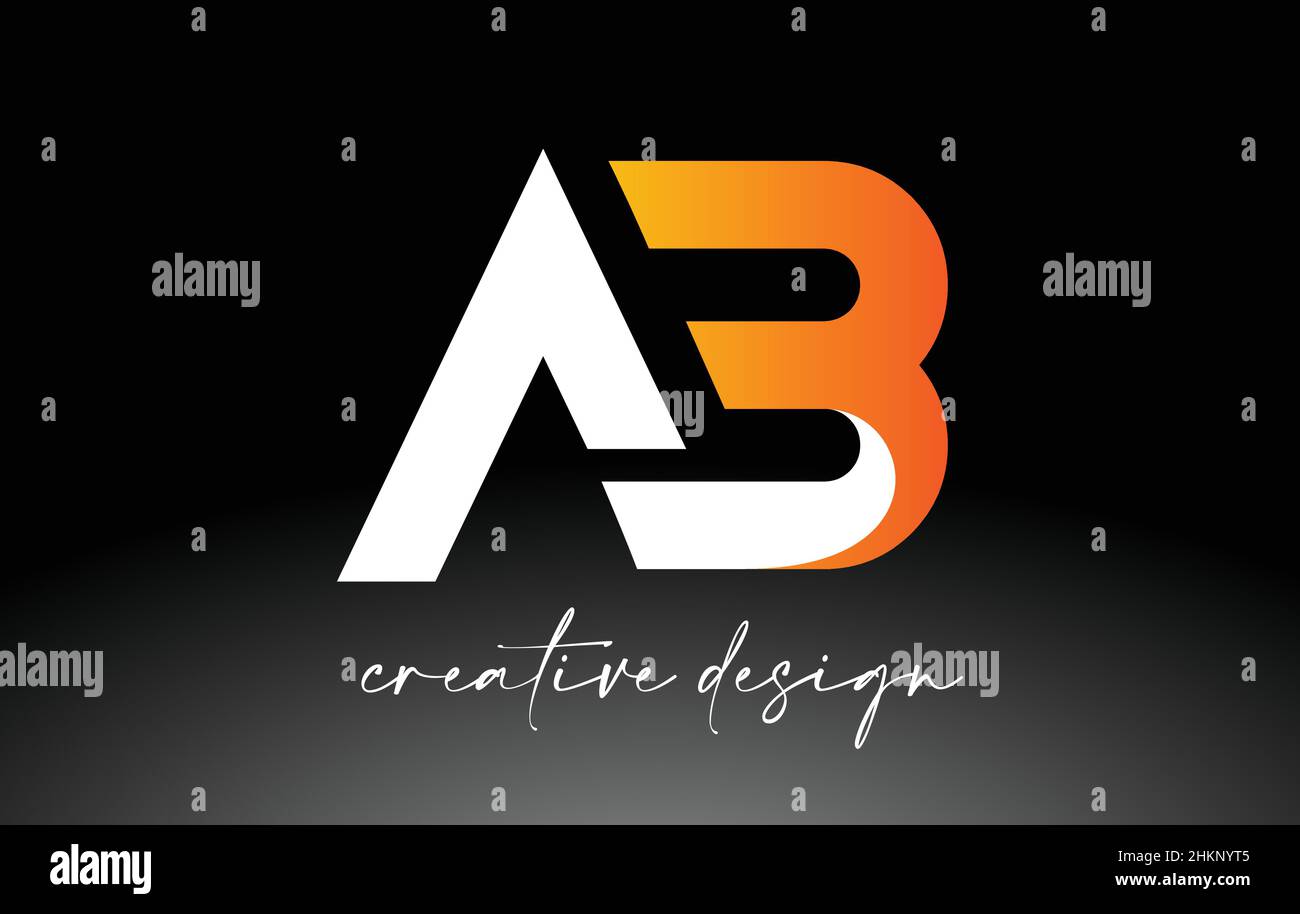 AB Letter Logo with White Golden Colors and Minimalist Design Icon ...