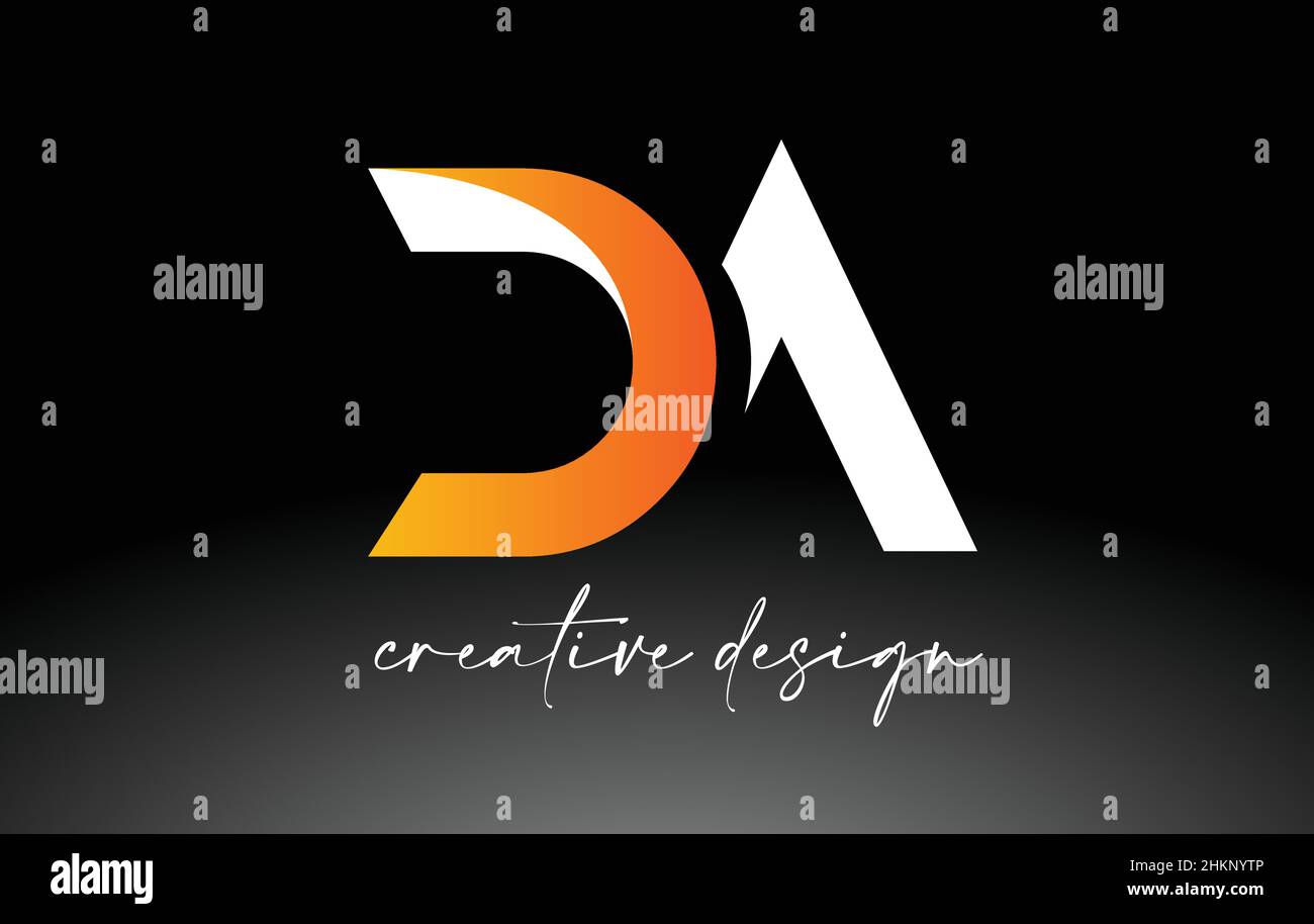 DA Letter Logo with White Golden Colors and Minimalist Design Icon ...