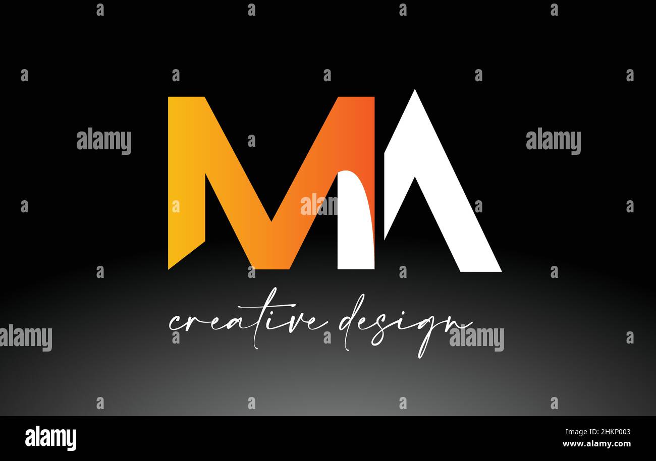 MA Letter Logo with White Golden Colors and Minimalist Design Icon ...