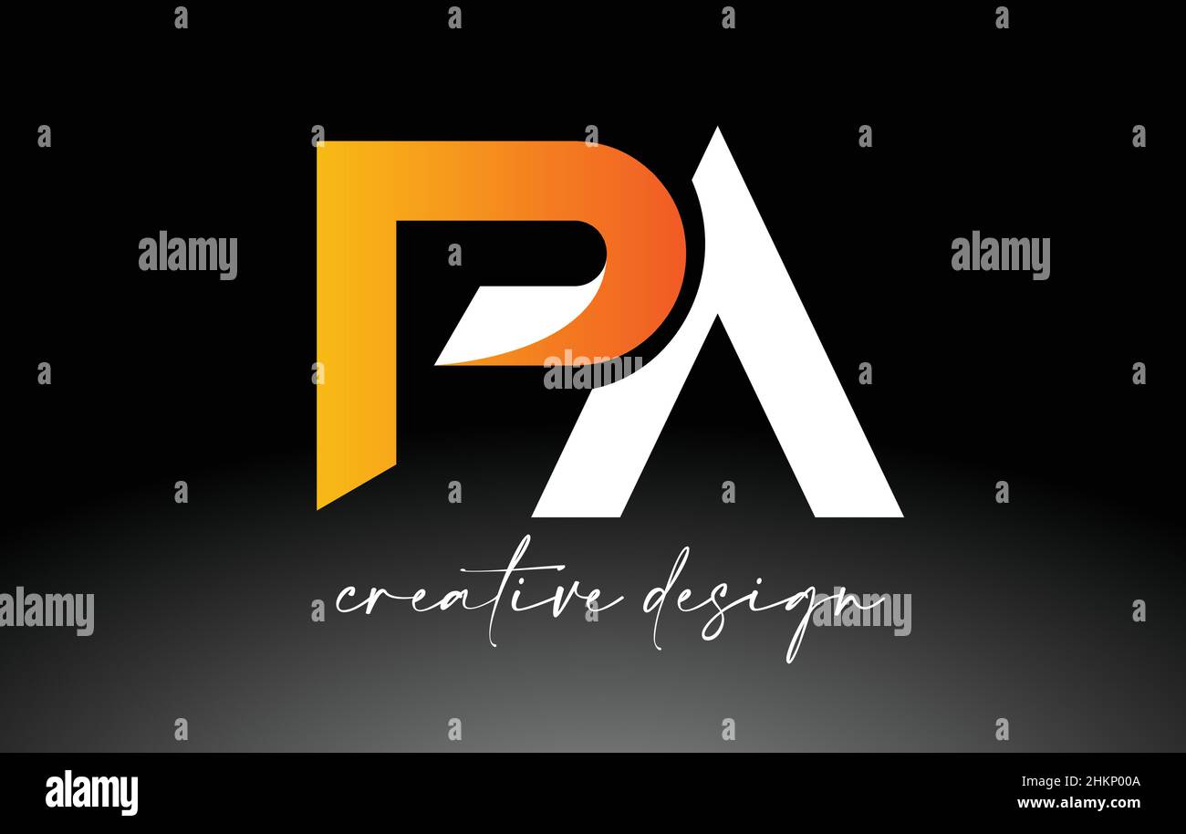 PA Letter Logo with White Golden Colors and Minimalist Design Icon ...