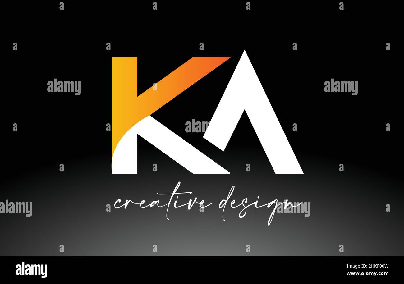 KA Letter Logo with White Golden Colors and Minimalist Design Icon ...