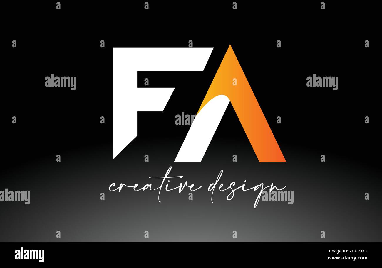 FA Letter Logo with White Golden Colors and Minimalist Design Icon ...